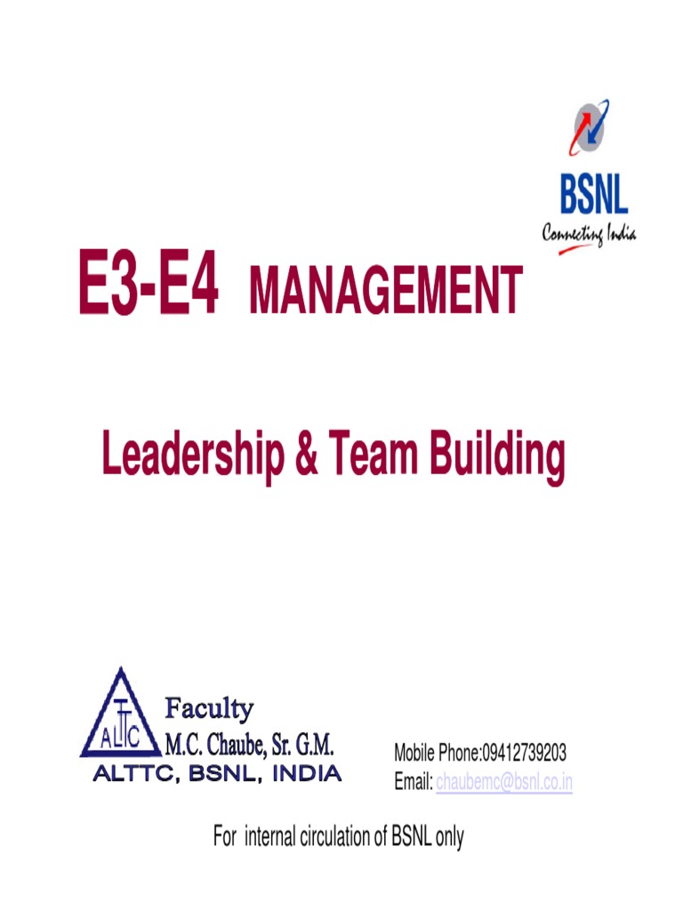 CH7-E3-E4 Management-Leadership & Team Building | PDF | Leadership ...