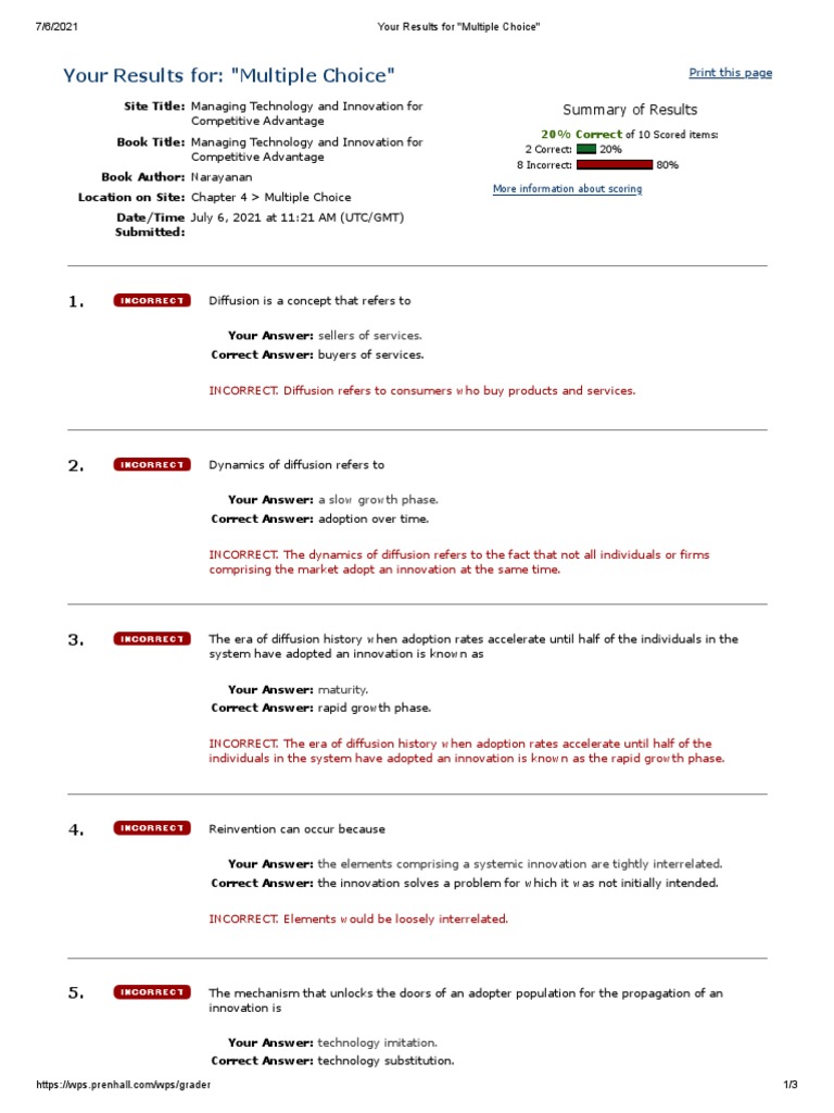 Your Results For - Multiple Choice | PDF | Multiple Choice | Innovation