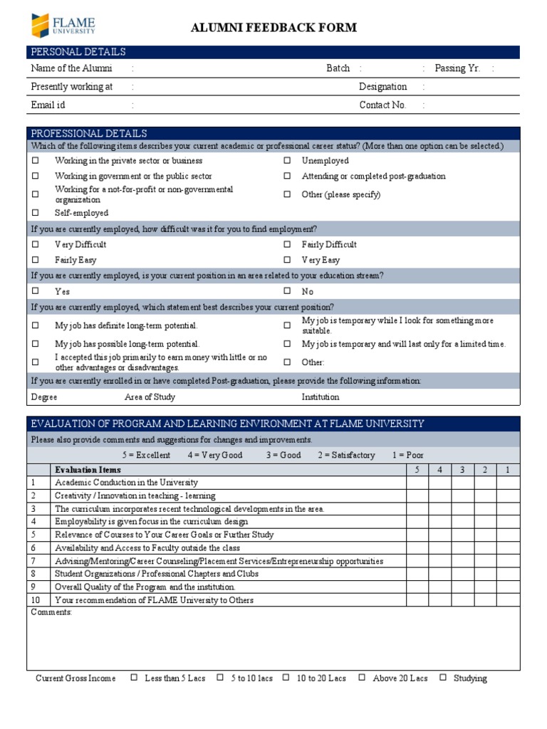 Alumni Feedback Form V2 | PDF | Entrepreneurship | Postgraduate Education