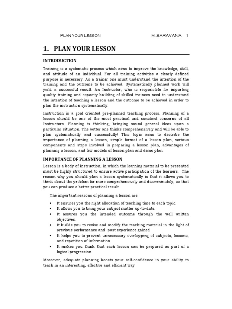 Lesson and Demo Plan | PDF | Lesson Plan | Learning