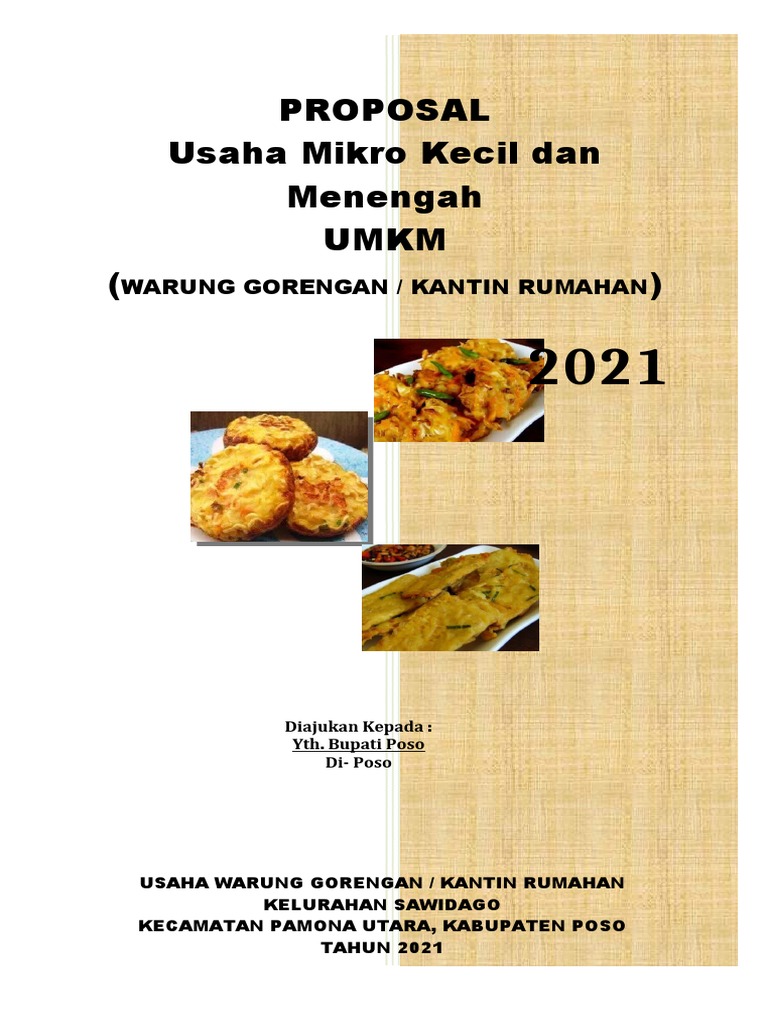 Proposal UMKM Warung Gorengan (Dina Lontaga) | PDF | Memasak, Makanan ...