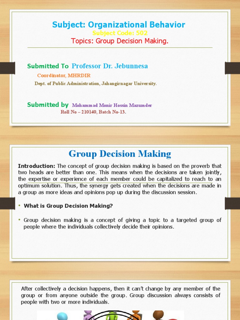 Group Decision Making | PDF | Group Decision Making | Decision Making