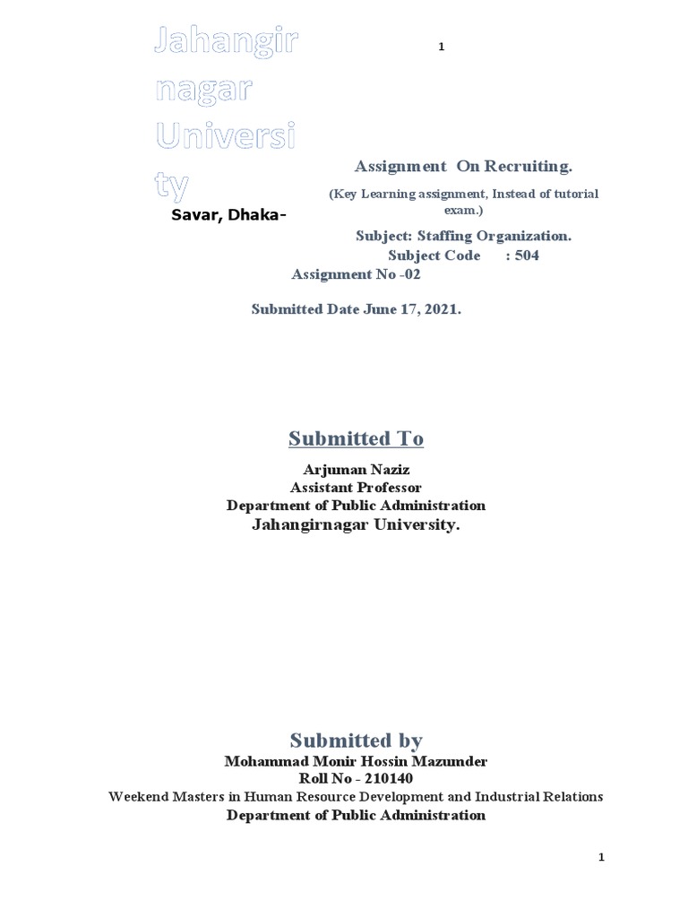 Recruitment and Selection Assignment | PDF | Recruitment | Business