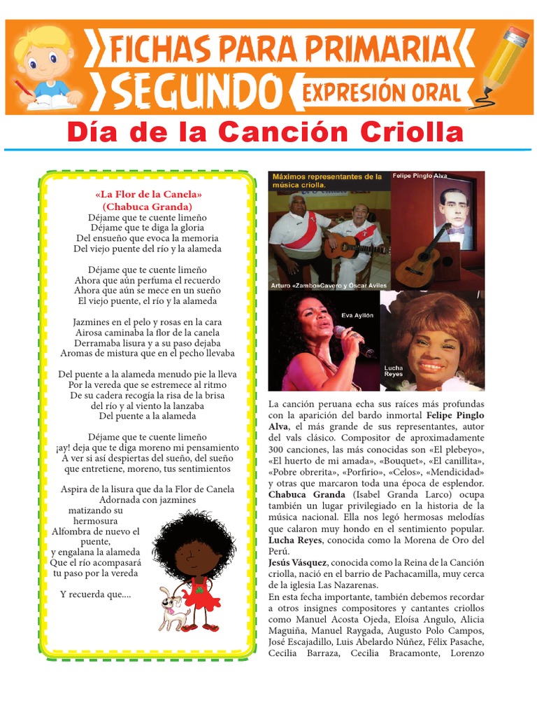 Día de La Canción Criolla para Segundo Grado de Primaria | PDF | Perú ...