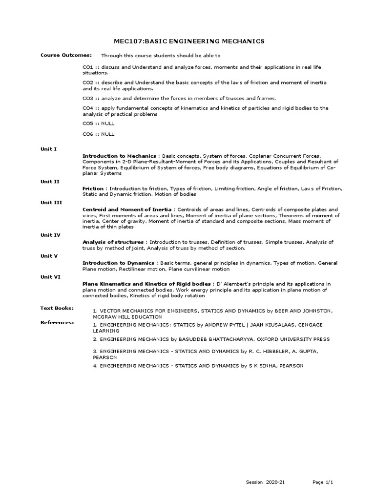 Basic Engineering Mechanics | Download Free PDF | Force | Friction