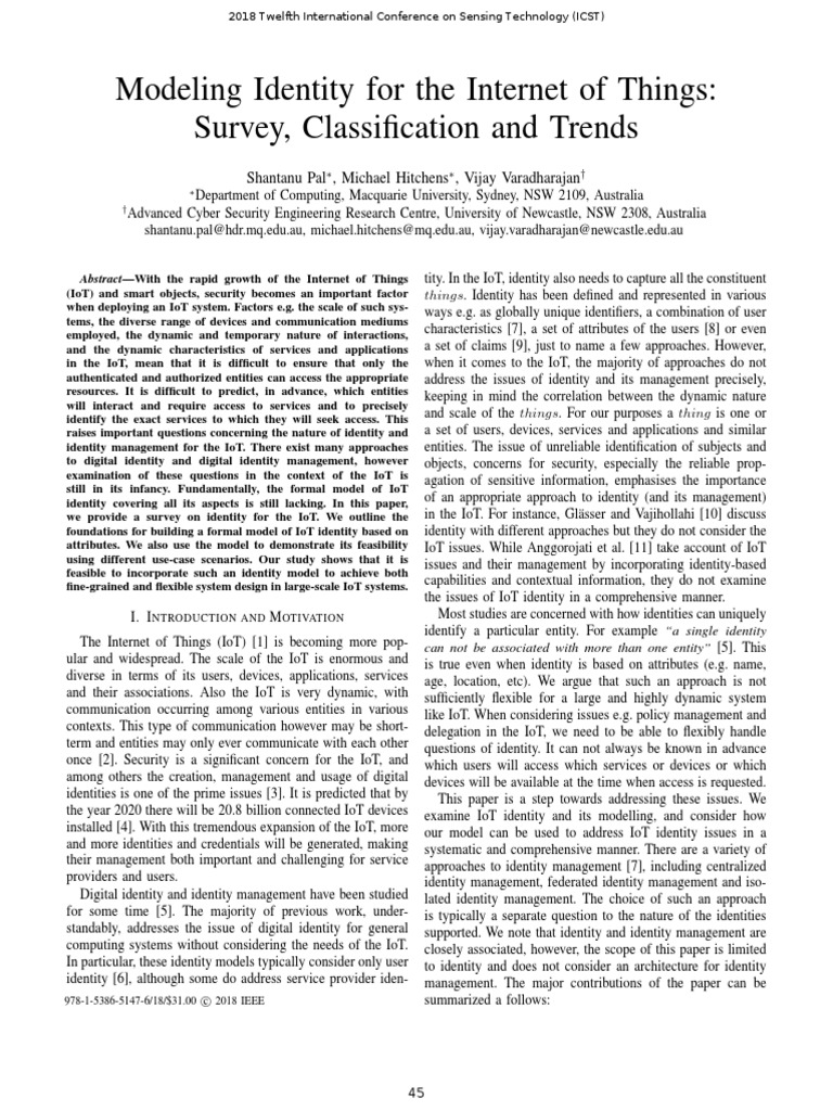 Modeling Identity For The Internet of Things - Survey Classification ...