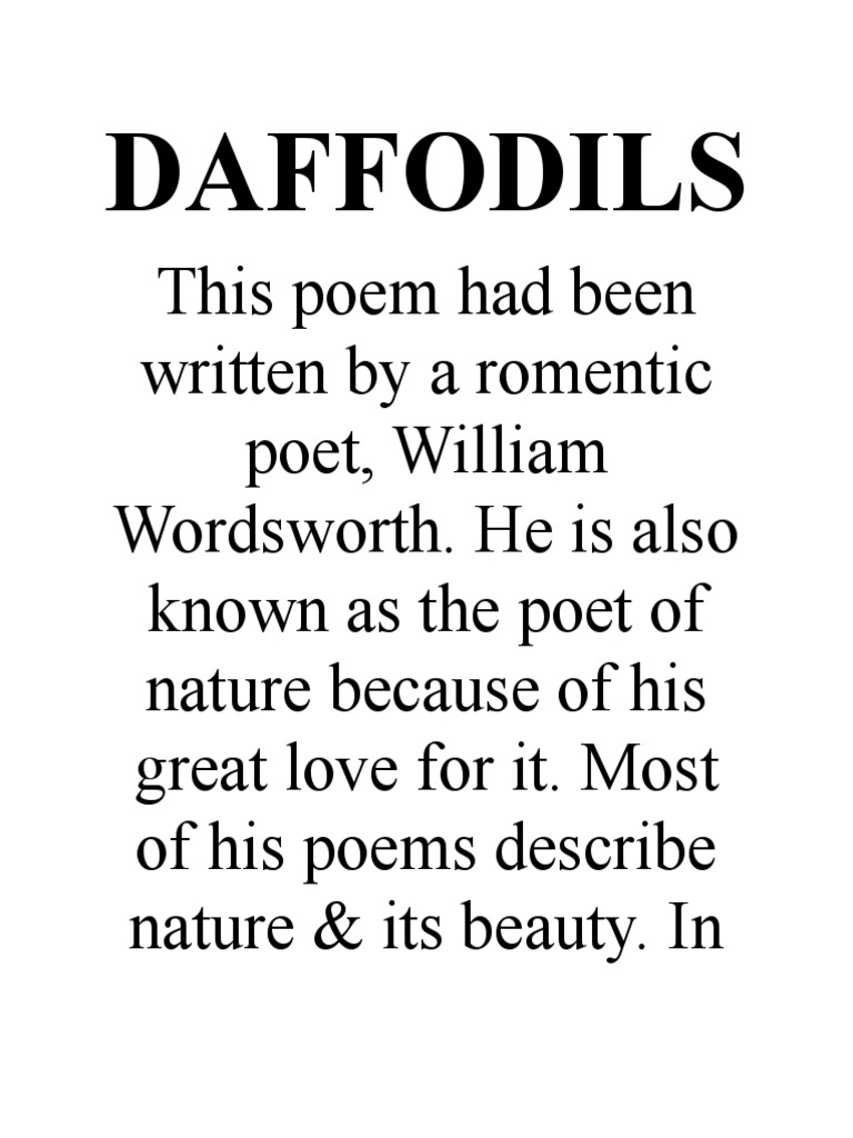 Daffodils Poem (Explaination) | PDF | Poetry