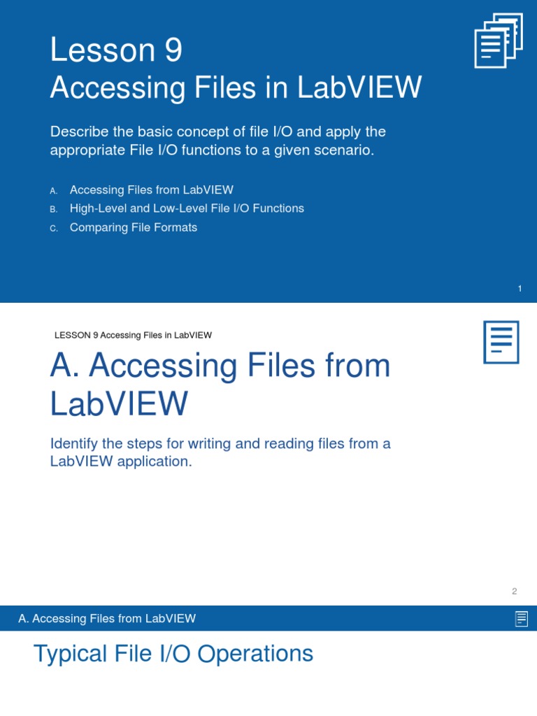 Lesson 09 - Accessing Files in LabVIEW-1 | PDF | Input/Output | Computer File