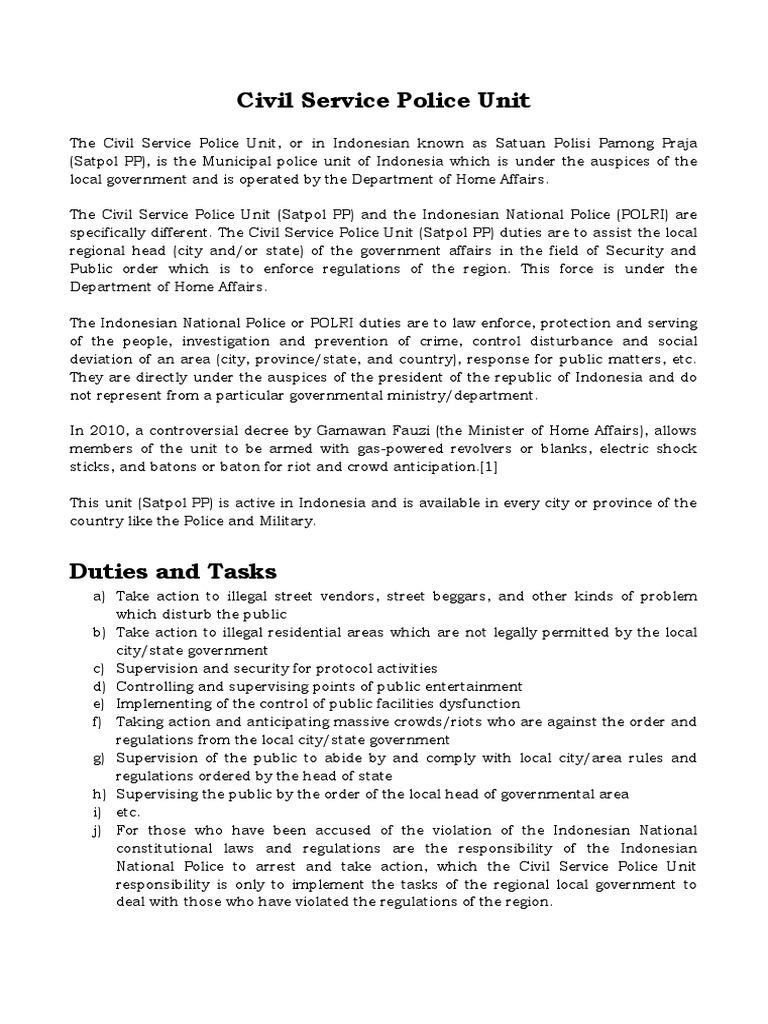 Understanding Satpol PP in Indonesia | PDF | Government Related ...