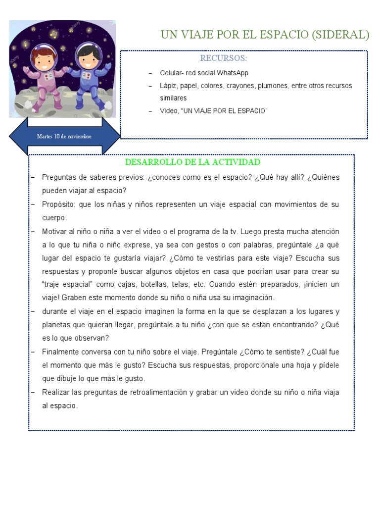 Viaje Espacial Creativo para Niños | PDF | Bailes | Aprendizaje
