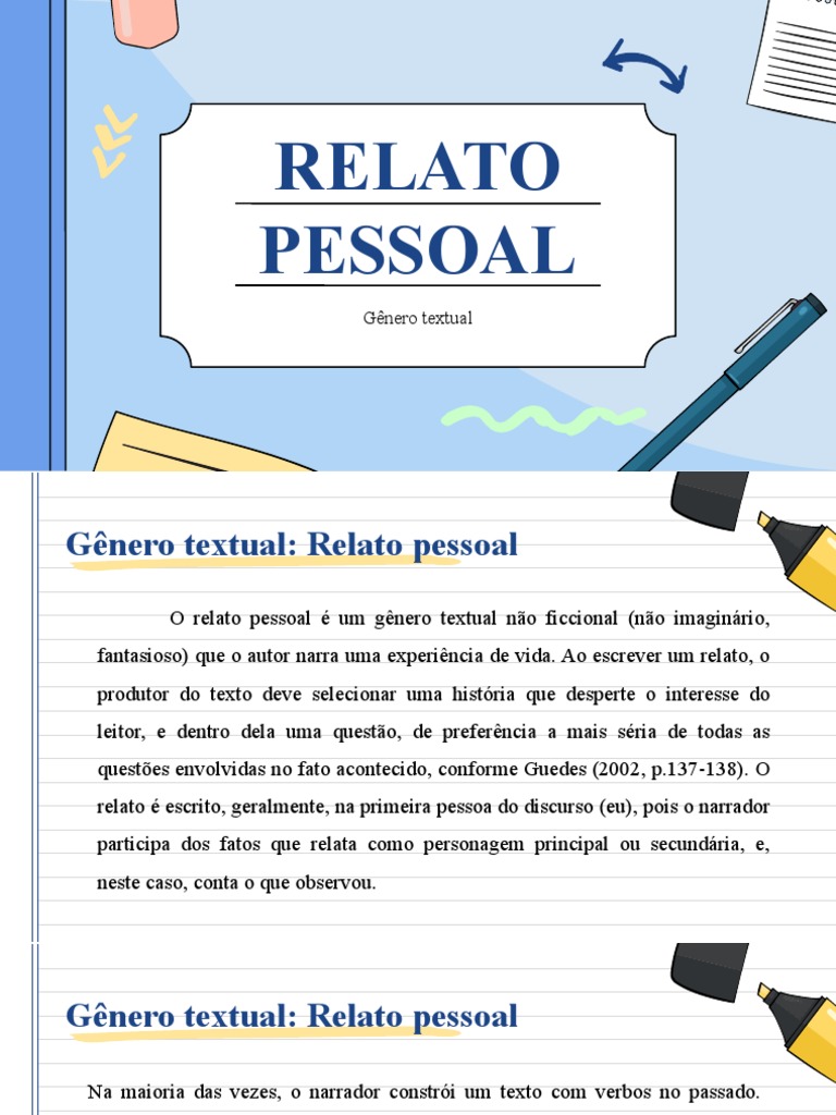 Gênero Textual - Relato Pessoal | PDF