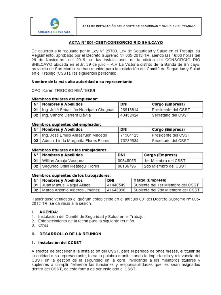 Acta de Instalacion de Comite La Victoria | PDF | Toma de decisiones por consenso | Gobierno