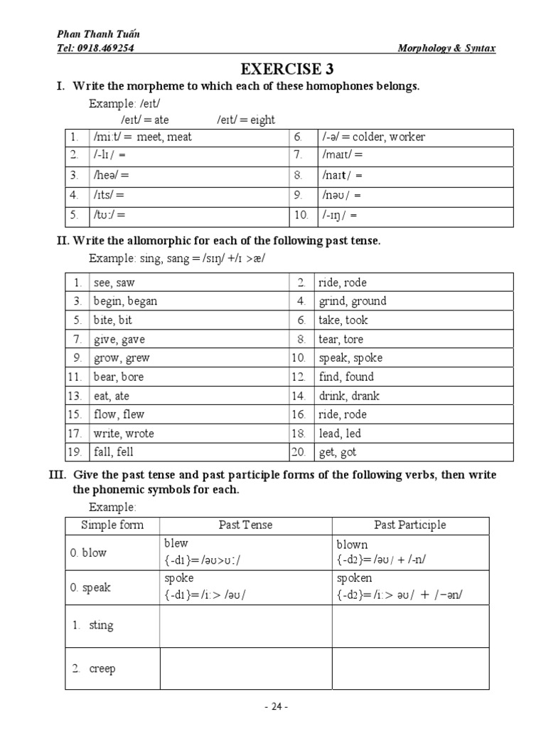 Morphology Exercise 4-5 | PDF | Word | Verb