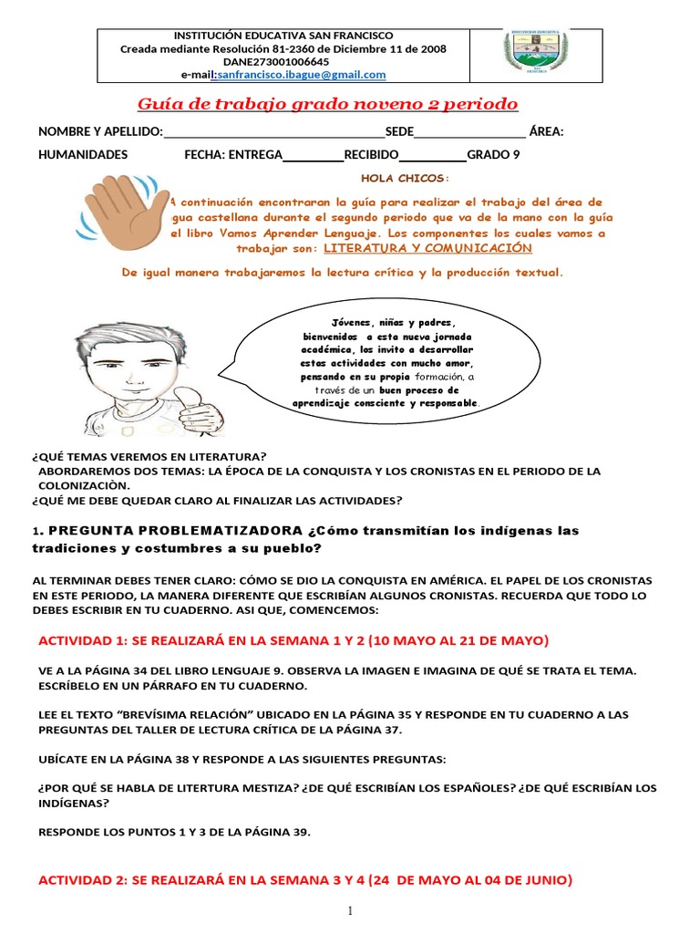 Guia de Trabajo Lenguaje Grado 9º para Imprimir | PDF | Islas Canarias ...