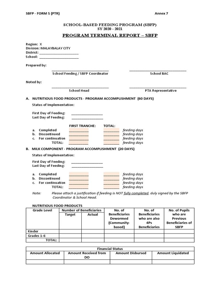SBFP Sample Report | PDF | Business | Wellness