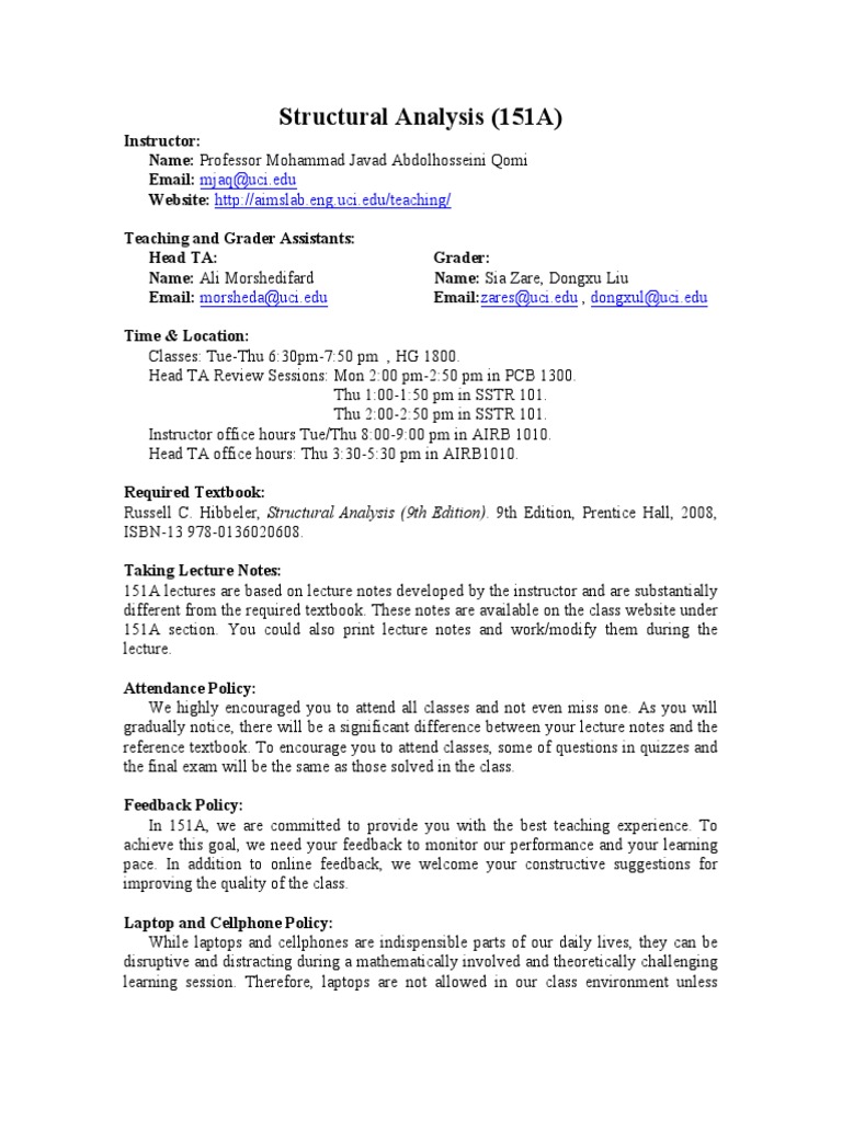 Structural Analysis (151A) : Mjaq@uci - Edu | Download Free PDF | Beam ...