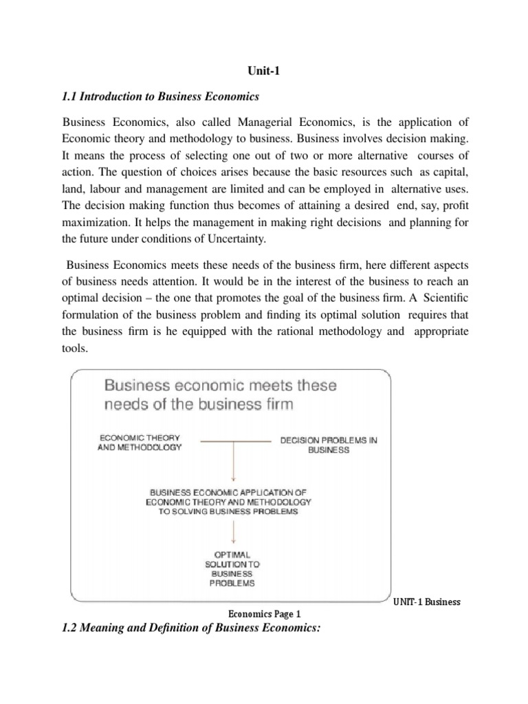 1.1 Introduction To Business Economics: Unit-1 | PDF | Economics ...