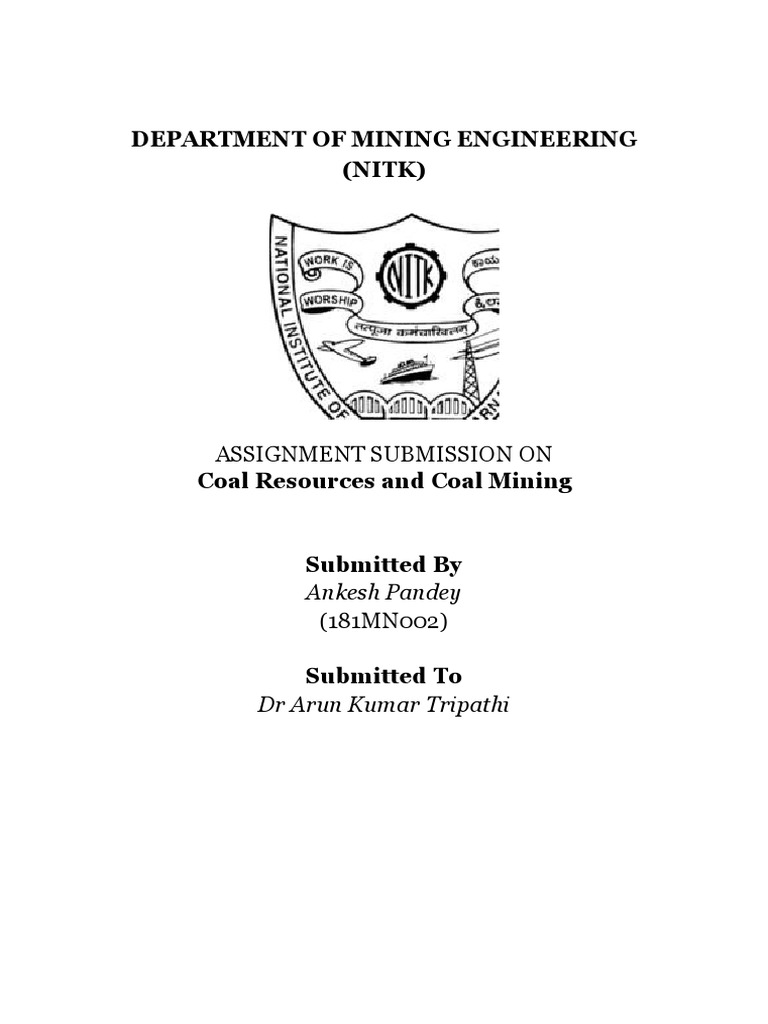 Department of Mining Engineering (NITK) | PDF | Coal Mining | Coal
