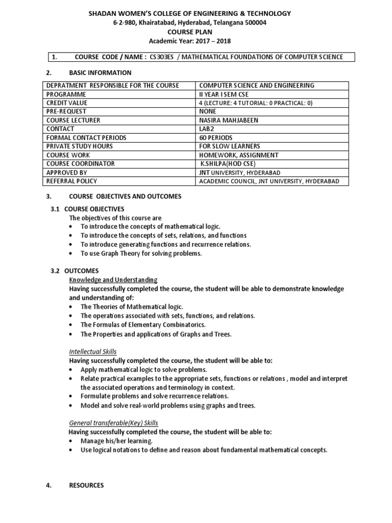 MFCS Course File Cse (A) | PDF | Combinatorics | Recurrence Relation