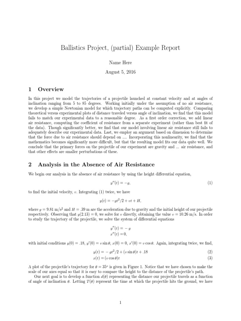 Ballistics Report | PDF | Trajectory | Physics