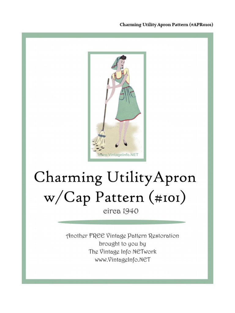 FREE Utility Apron Sewing Pattern 1940s | PDF | Seam (Sewing) | Sewing