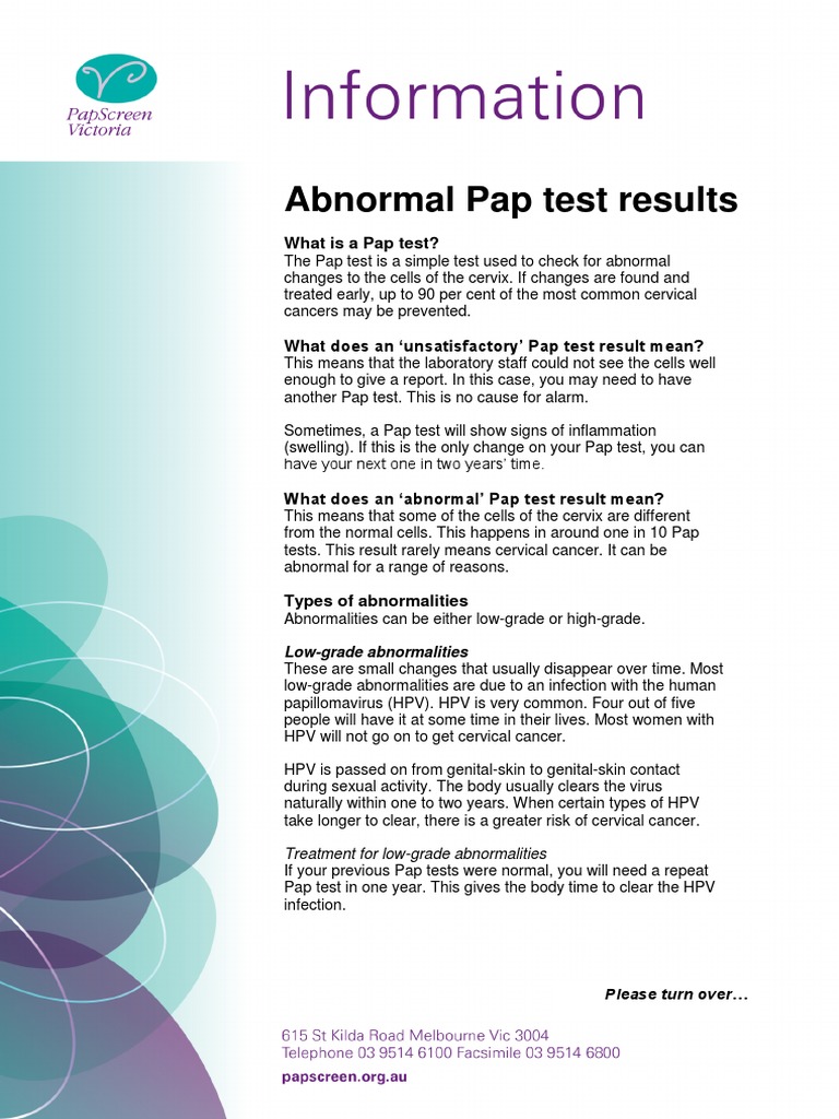 Abnormal Pap Test Results | PDF | Cervical Cancer | Neoplasms