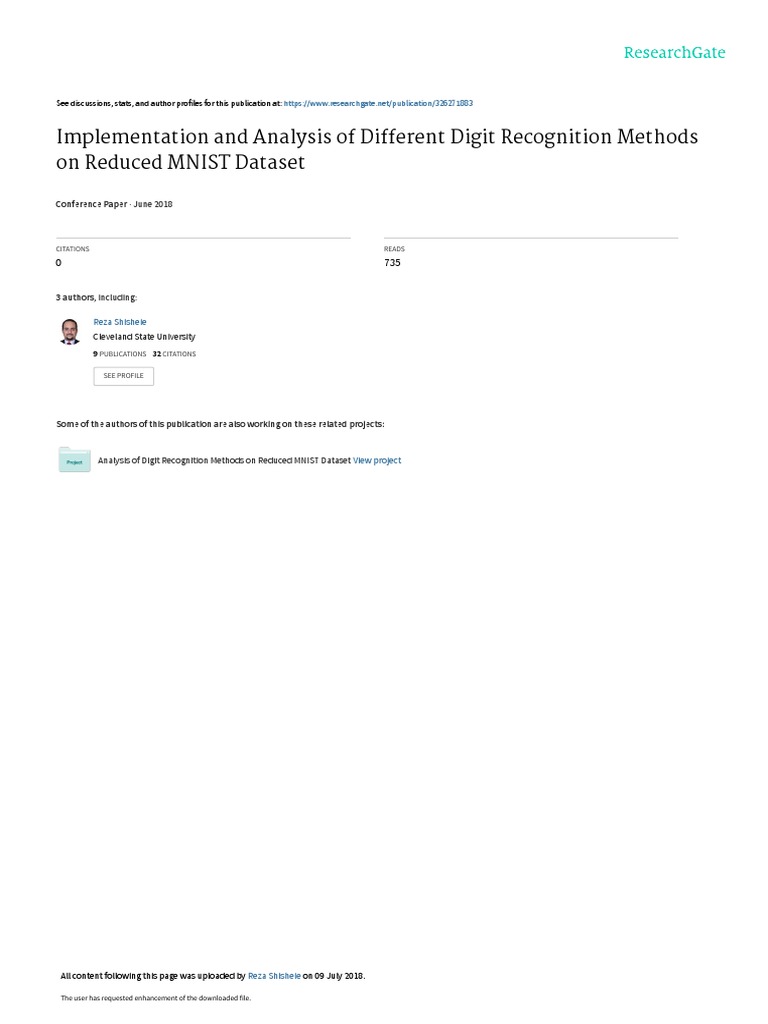 Implementation and Analysis of Different Digit Recognition Methods On ...