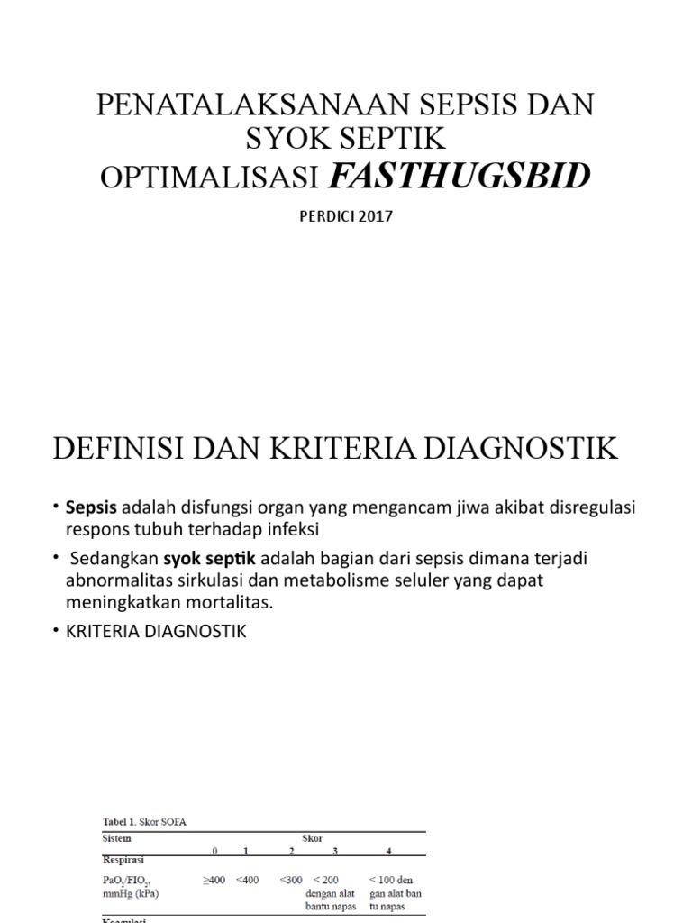 Penatalaksanaan Sepsis Dan Syok Septik | PDF