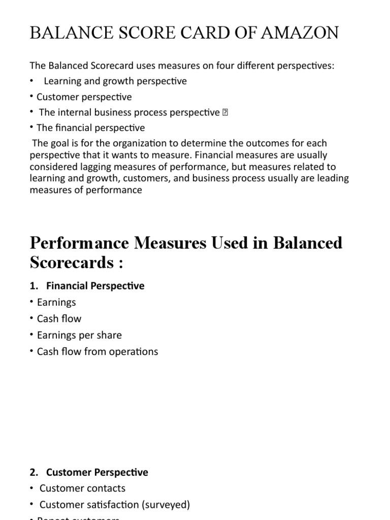 Amazon's Balanced Scorecard Overview | PDF | Employment | Customer ...