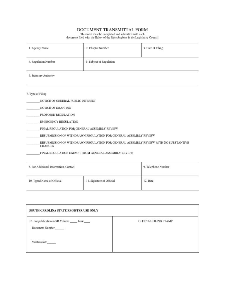 Document Transmittal Form Template | PDF