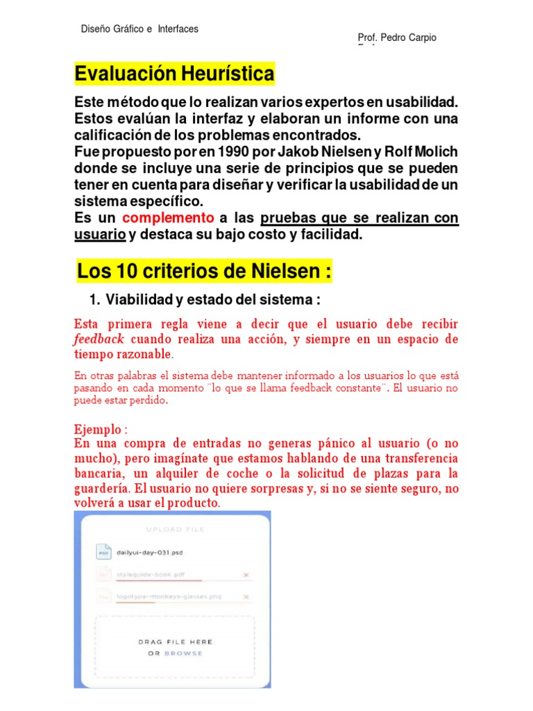 Evaluación Heurística: 10 Criterios Nielsen | PDF | Usuario (informática) | Usabilidad