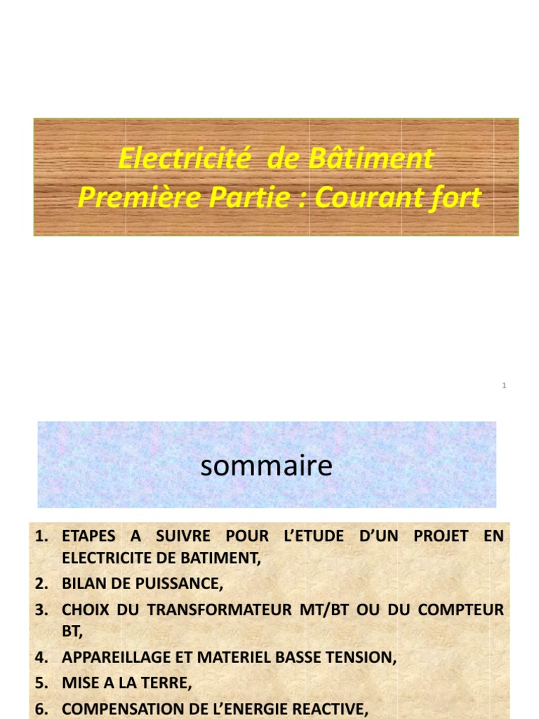 Étude de Courant Fort en Bâtiment | PDF | Énergie électrique | Génie du ...