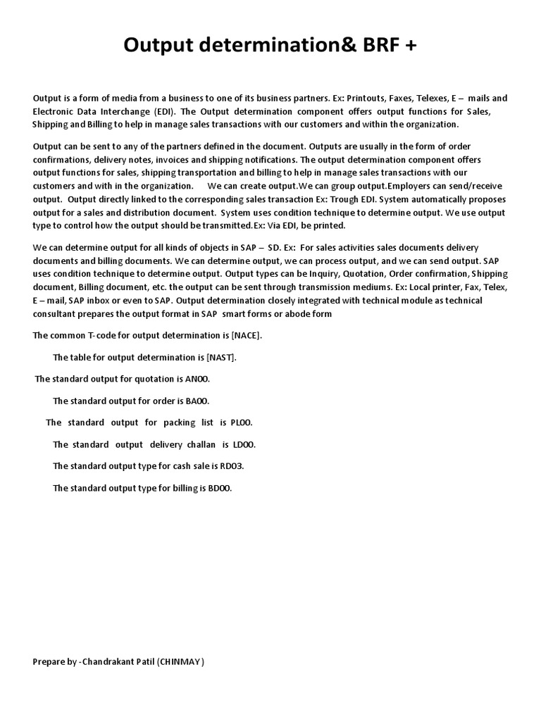 Output Determination& BRF + | PDF | Electronic Data Interchange | Subroutine