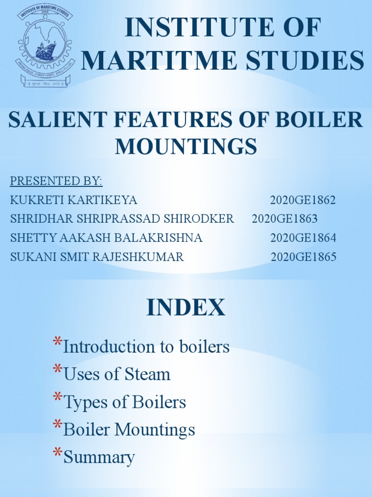 Salient Features of Boiler Mountings | PDF | Valve | Boiler