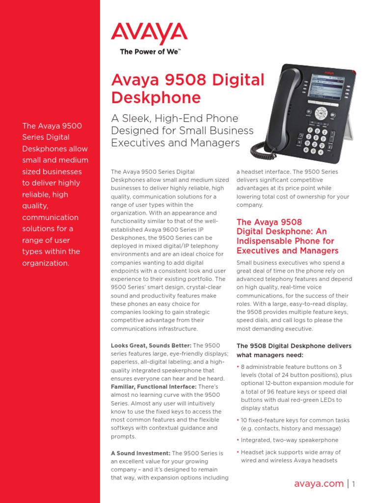 Avaya 9508 Series Brochure | PDF | Telephony | Telephone