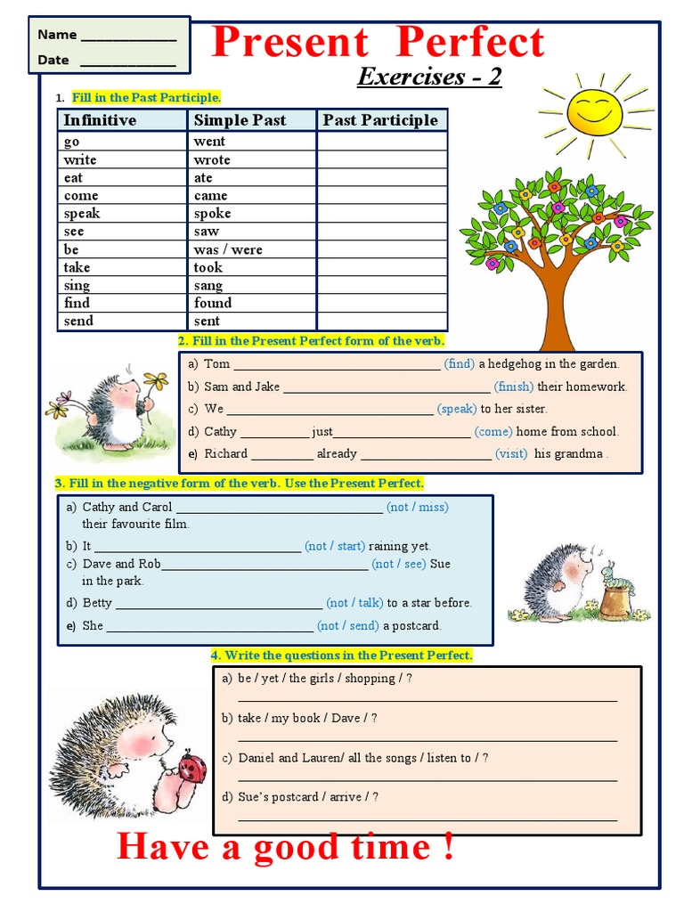 Present Perfect Exercises 2 Grammar Drills - 134274 | PDF | Perfect ...