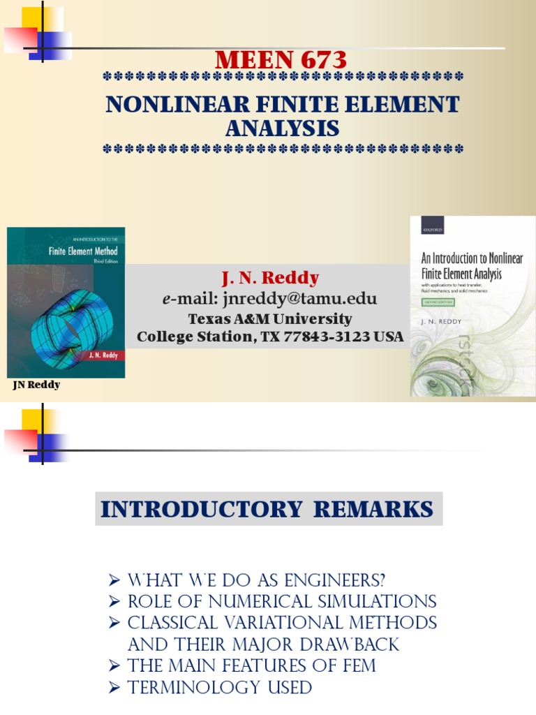 MEEN 673: Nonlinear Finite Element Analysis | PDF | Finite Element Method | Numerical Analysis