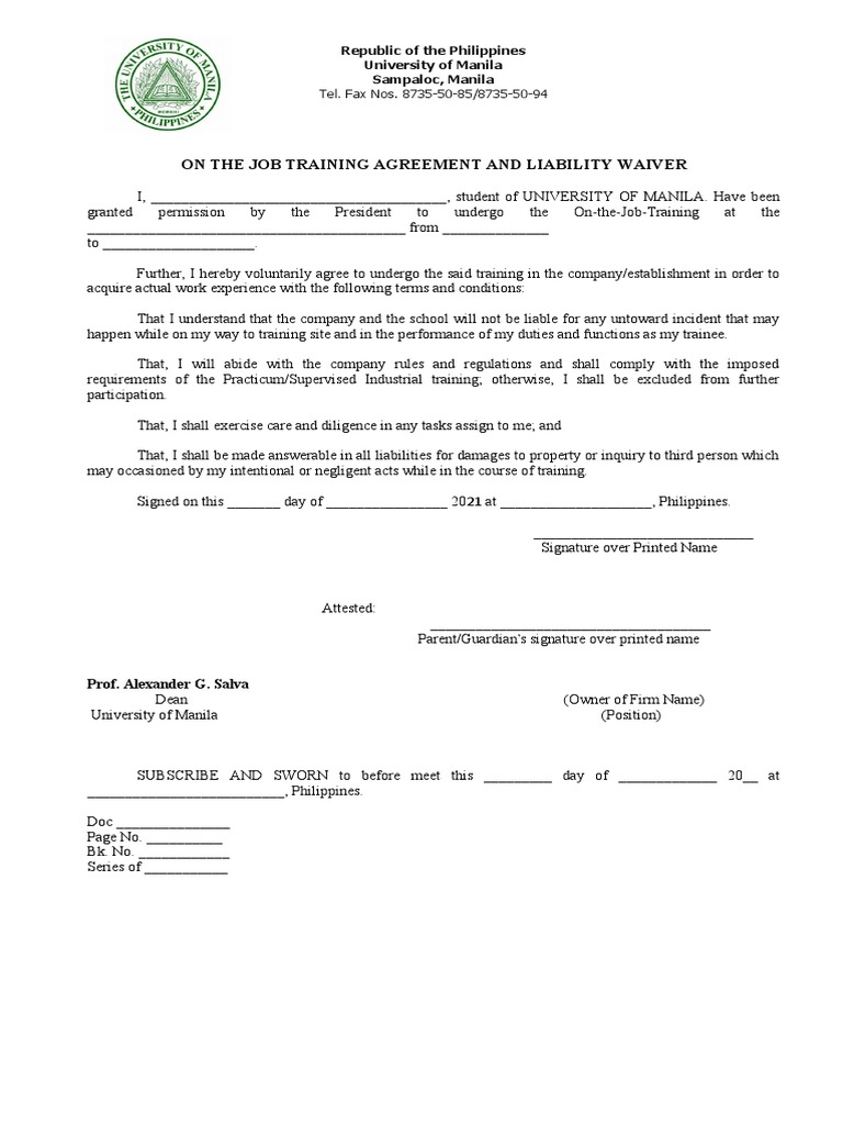 Waiver Ojt | PDF | Civil Law (Legal System) | Government