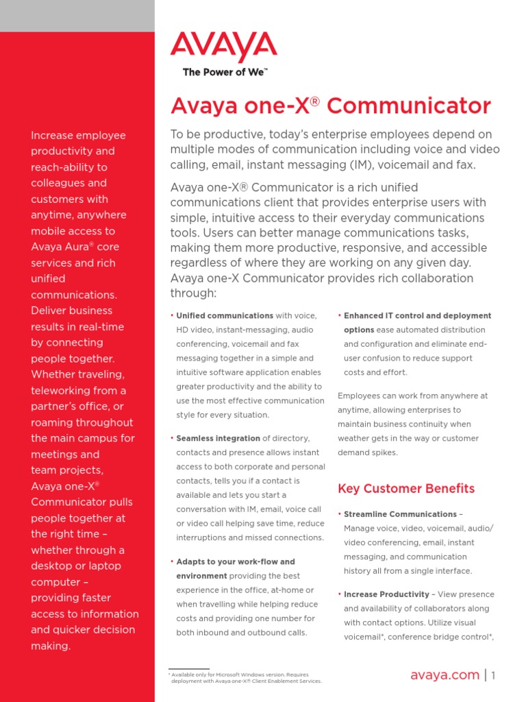 Avaya One-X Communicator: Key Customer Benefits | PDF | Instant ...