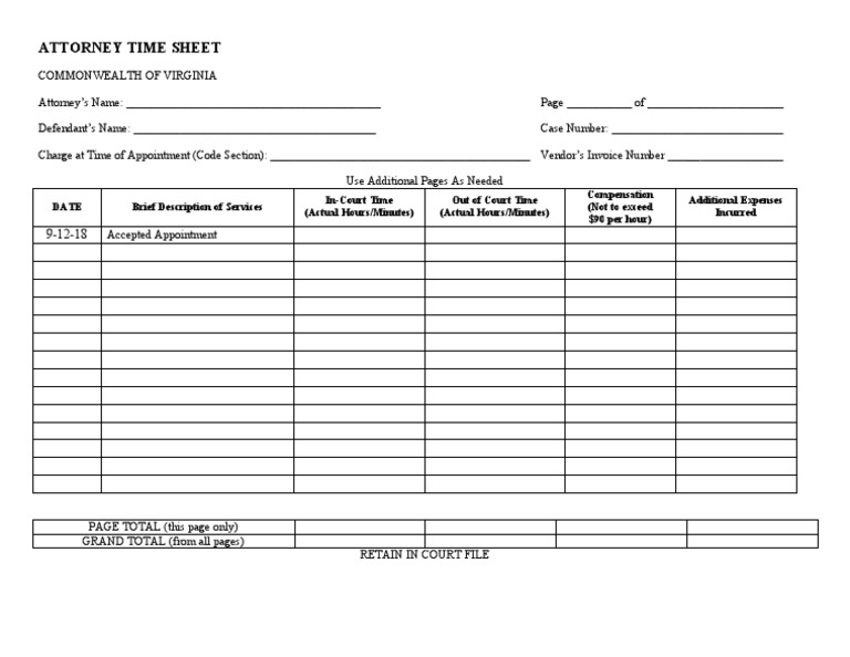 Attorney Time Sheet | PDF