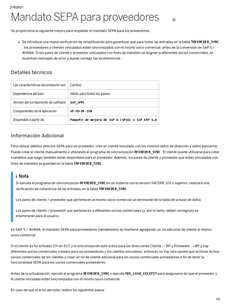 Mandato SEPA para Proveedores | PDF | Programa de computadora ...