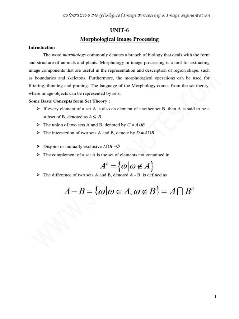 CHAPTER-6 Morphological Image Processing & Image Segmentation | PDF | Image Segmentation ...