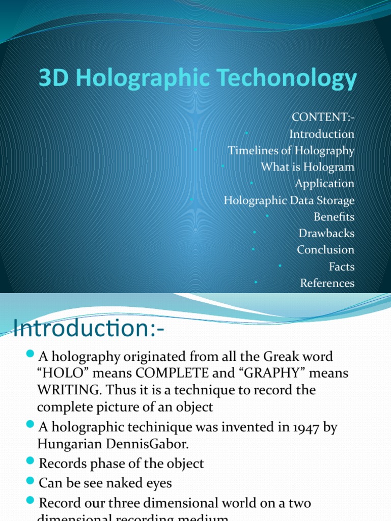 3D Holographic Techonology PPT - 1 | PDF | Holography | Imaging