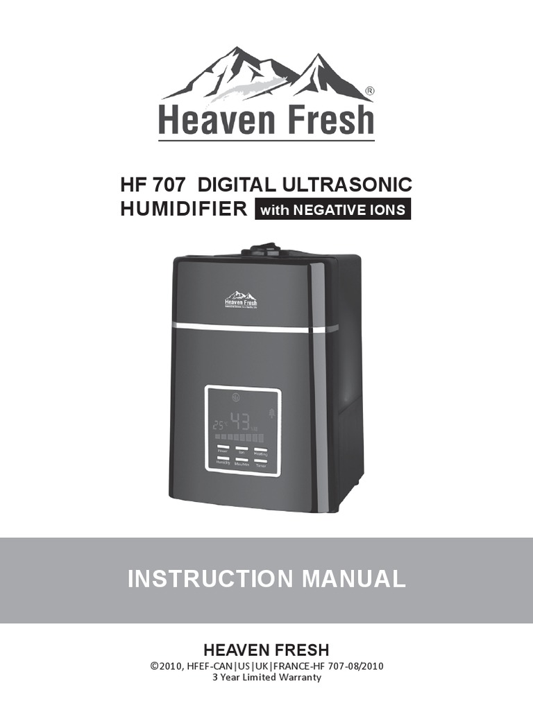 Instruction Manual: HF 707 Digital Ultrasonic Humidifier | PDF ...