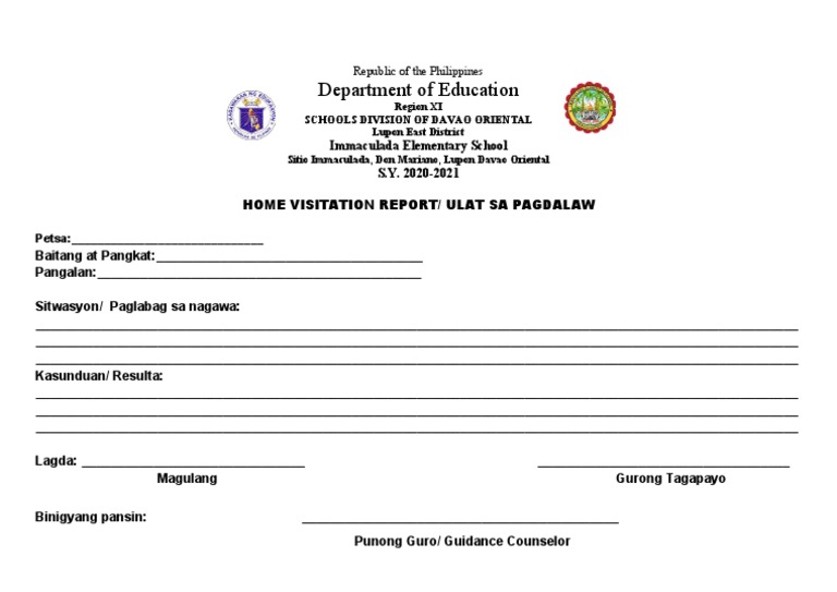 Home Visitation Report Template | PDF