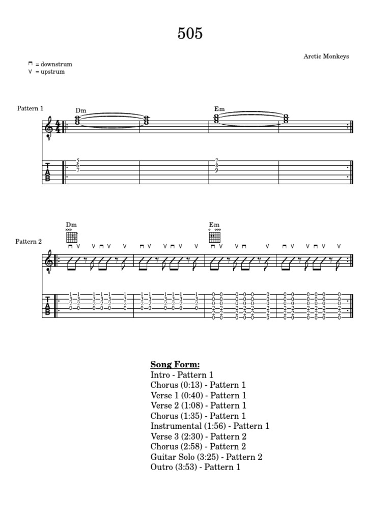 505 - Arctic Monkeys | Download Free PDF | Song Structure | Vocal Music