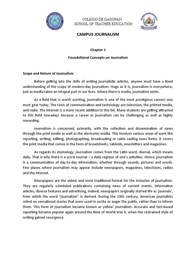 Campus Journalism: Foundational Concepts On Journalism | PDF | Letter ...