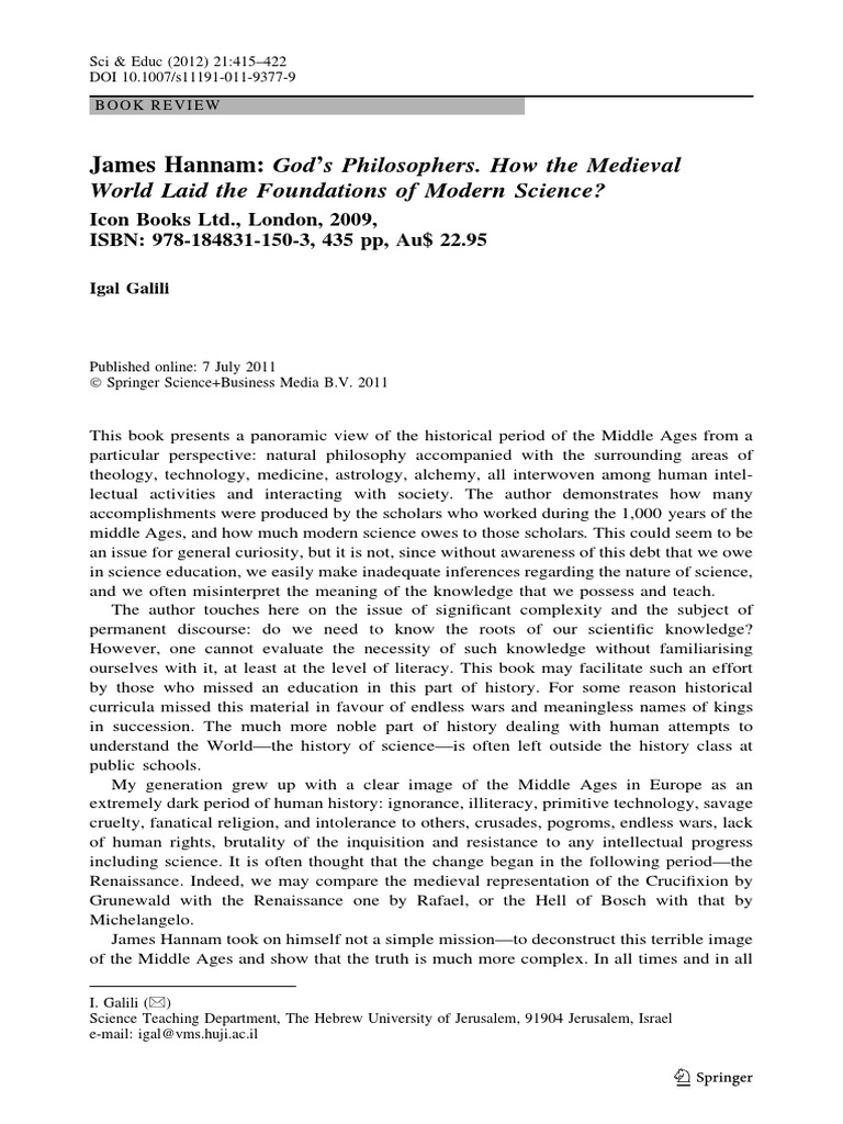 James Hannam: God's Philosophers. How The Medieval World Laid The ...
