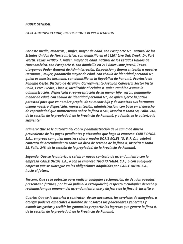 Poder General1 | PDF | Panamá | Civil