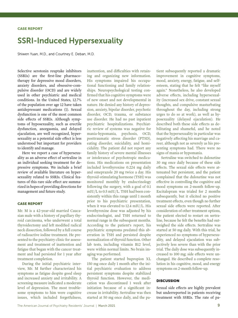 SSRI-Induced Hypersexuality: A Case Report and Literature Review | PDF ...